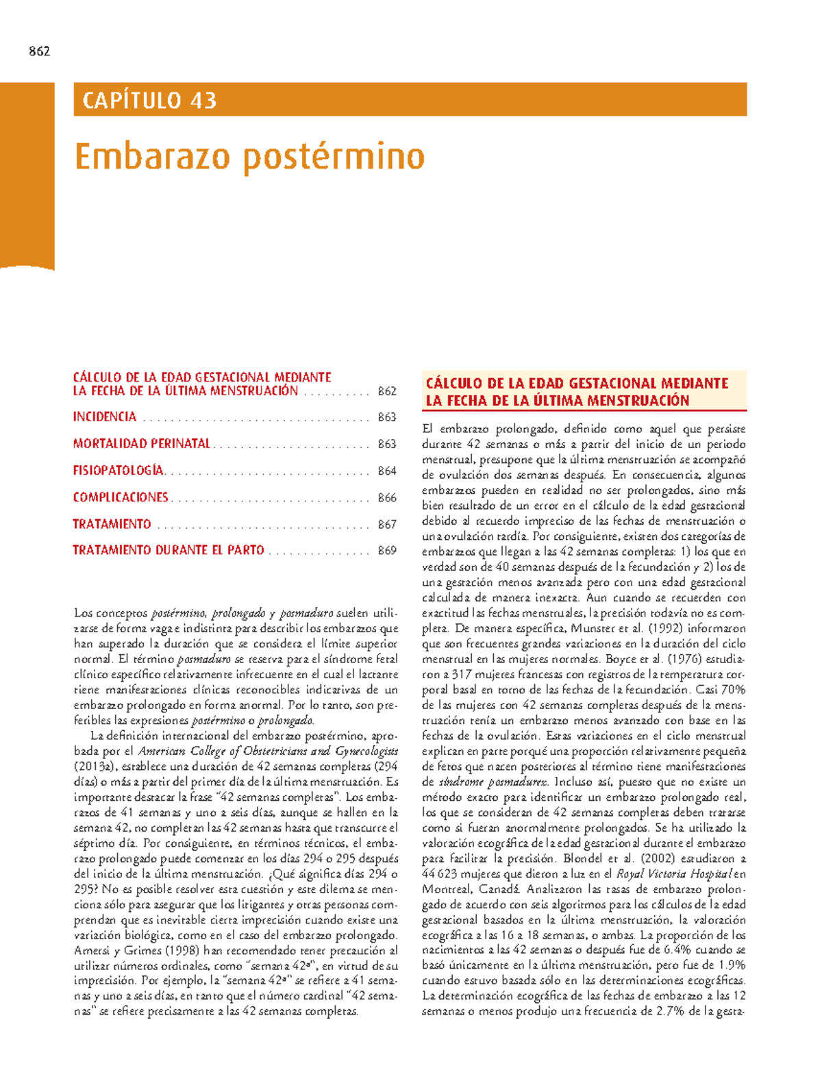 Capítulo 43: Embarazo Postérmino y Sus Complicaciones - 862 - Studocu