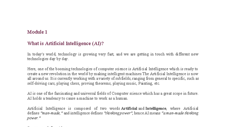 AI Module 1: Understanding Artificial Intelligence and Its Applications ...