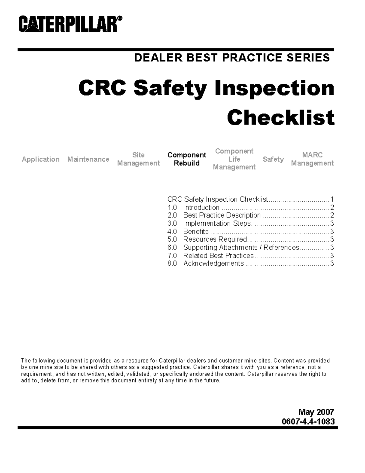 CRC Safety Inspection Checklist: Best Practices for Dealer Safety - Studocu
