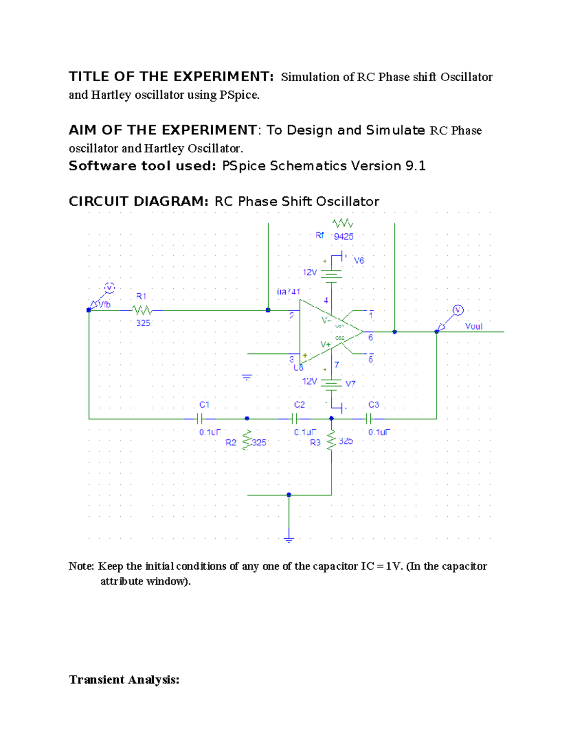 Simulation-1: RC Phase Shift and Hartley Oscillator Experiment - Studocu