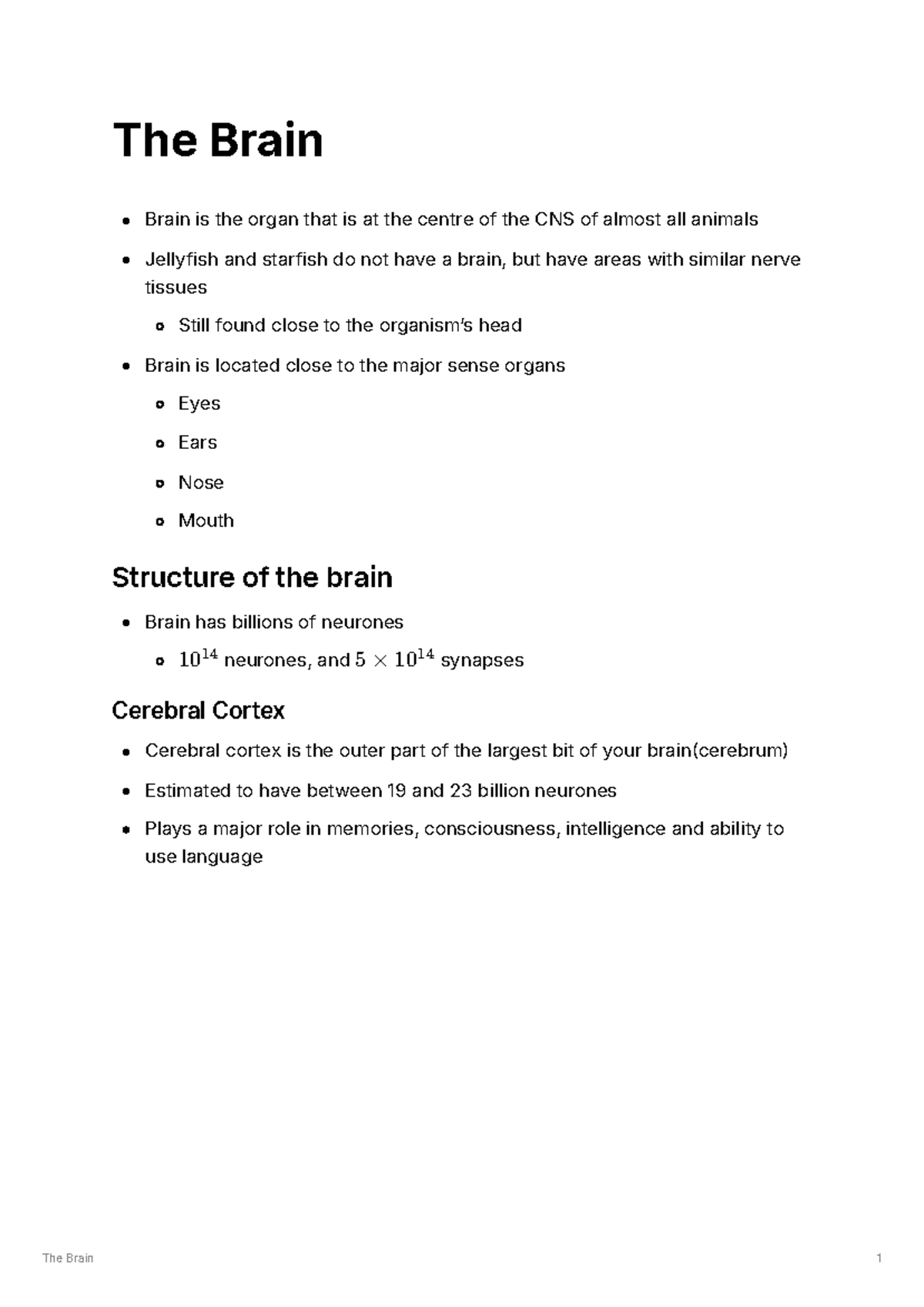 The Brain - AQA Biology GCSE - The Brain 1 The Brain Brain is the organ ...