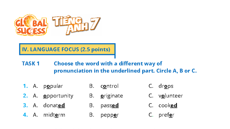 END-OF-TERM TEST 1 (Semester 1): Language Focus & Pronunciation Tasks ...