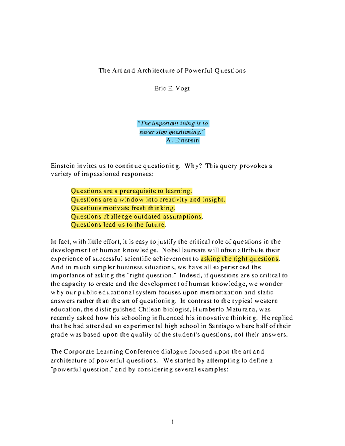 The Art of Powerful Questioning - The Art and Architecture of Powerful ...