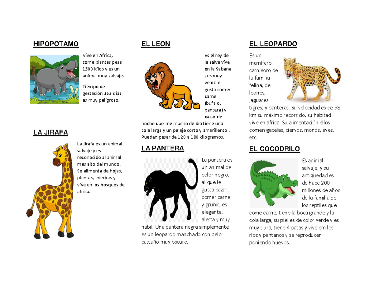 Animales Salvajes - SSS - HIPOPOTAMO Vive en ¡frica, come plantas pesa ...