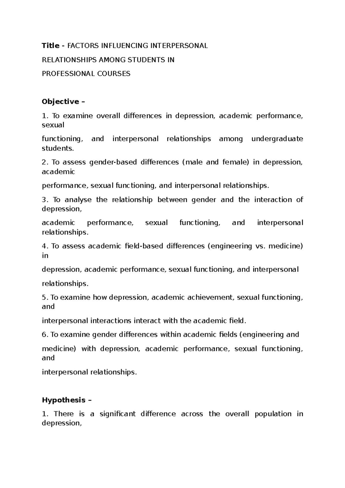 Factors Influencing Interpersonal Relationships in Professional Courses (RM 101) - Studocu