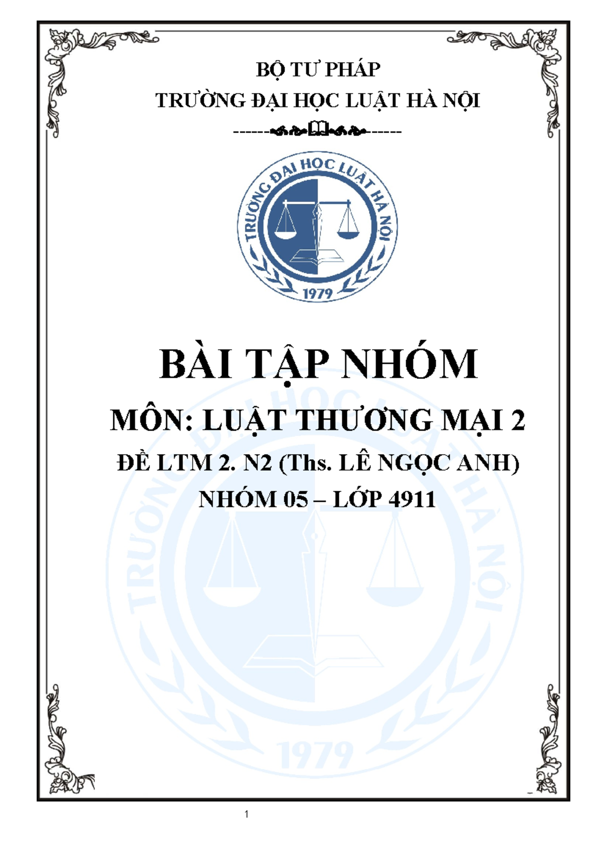Nhóm 05 - Bài Tập Nhóm Môn Luật Thương Mại 2 - Đề LTM 2. N2 - Studocu