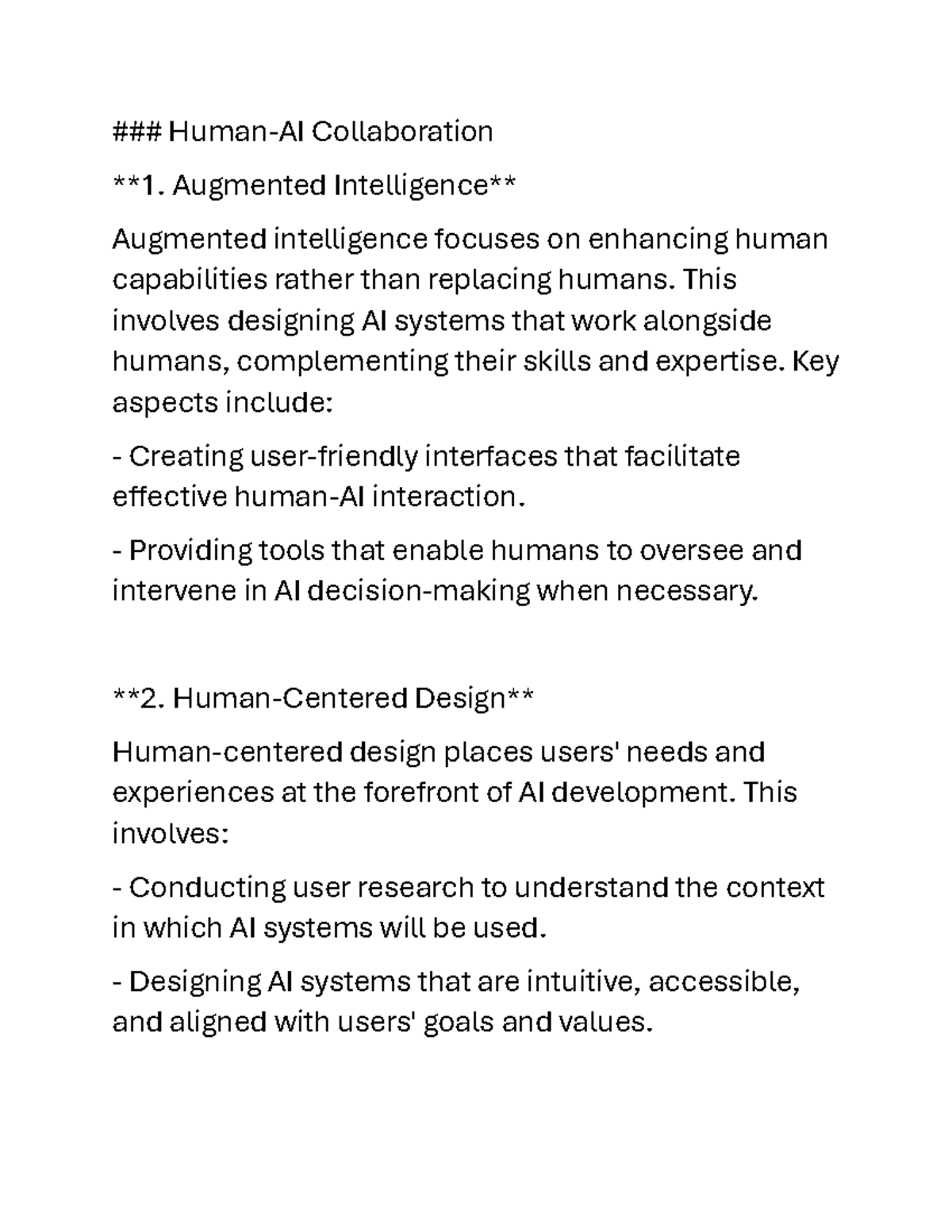 Aspects of AI - Human-AI Collaboration 1. Augmented Intelligence ...