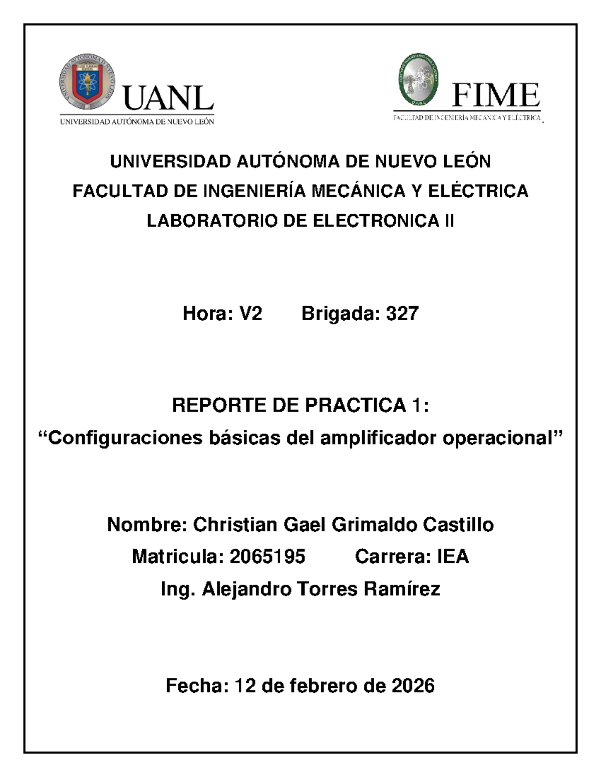 Práctica 1: Configuraciones Básicas de Amplificadores Operacionales ...