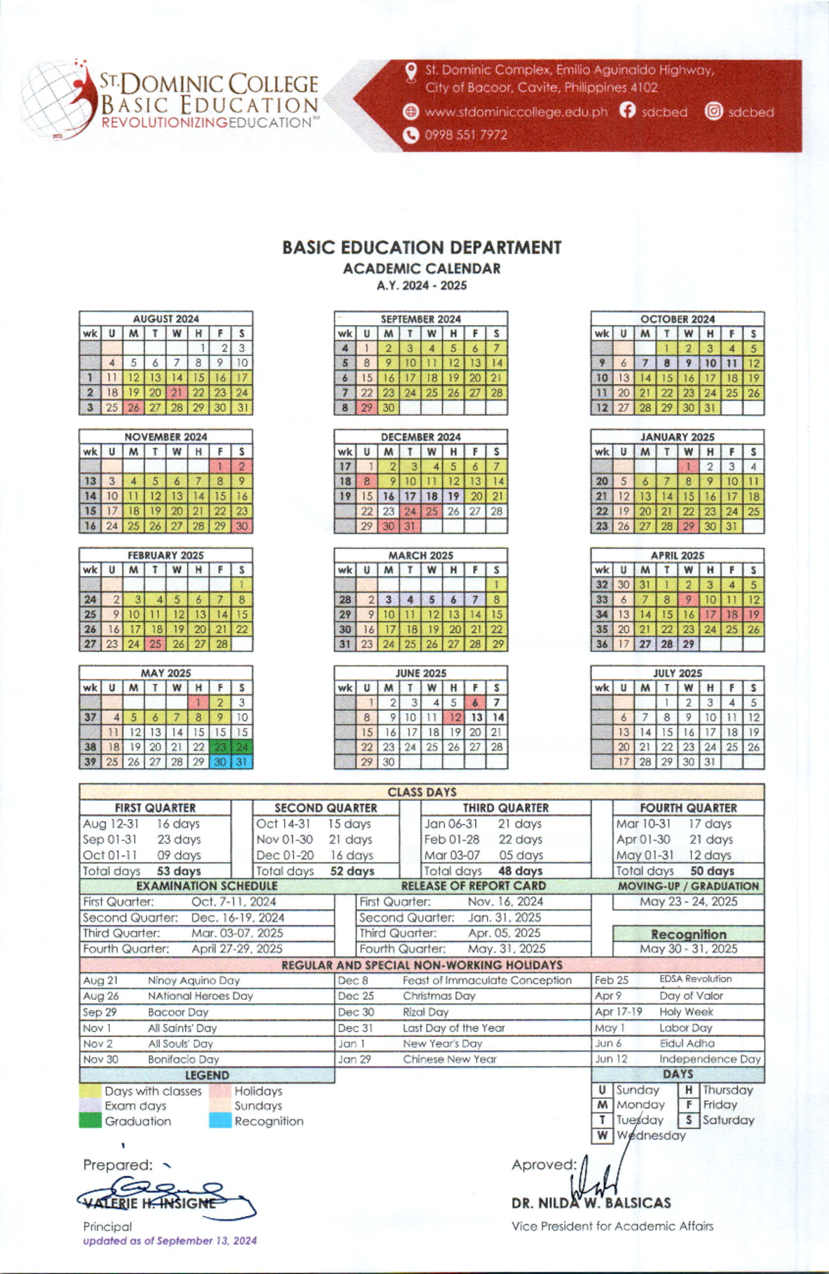 Nathan-calendar - asdawdsadaw - St. Dominic Complex, Emilio Aguinaldo ...