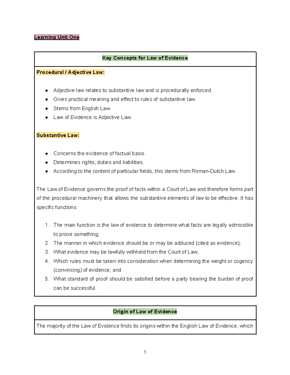 LAEV Notes LU1-6: Key Concepts in Law of Evidence Explained - Studocu