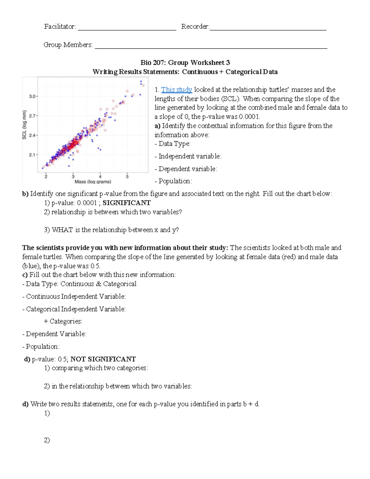 Bio 207: Group Worksheet 3(6) - Analyzing p-values & Hypothesis Testing ...