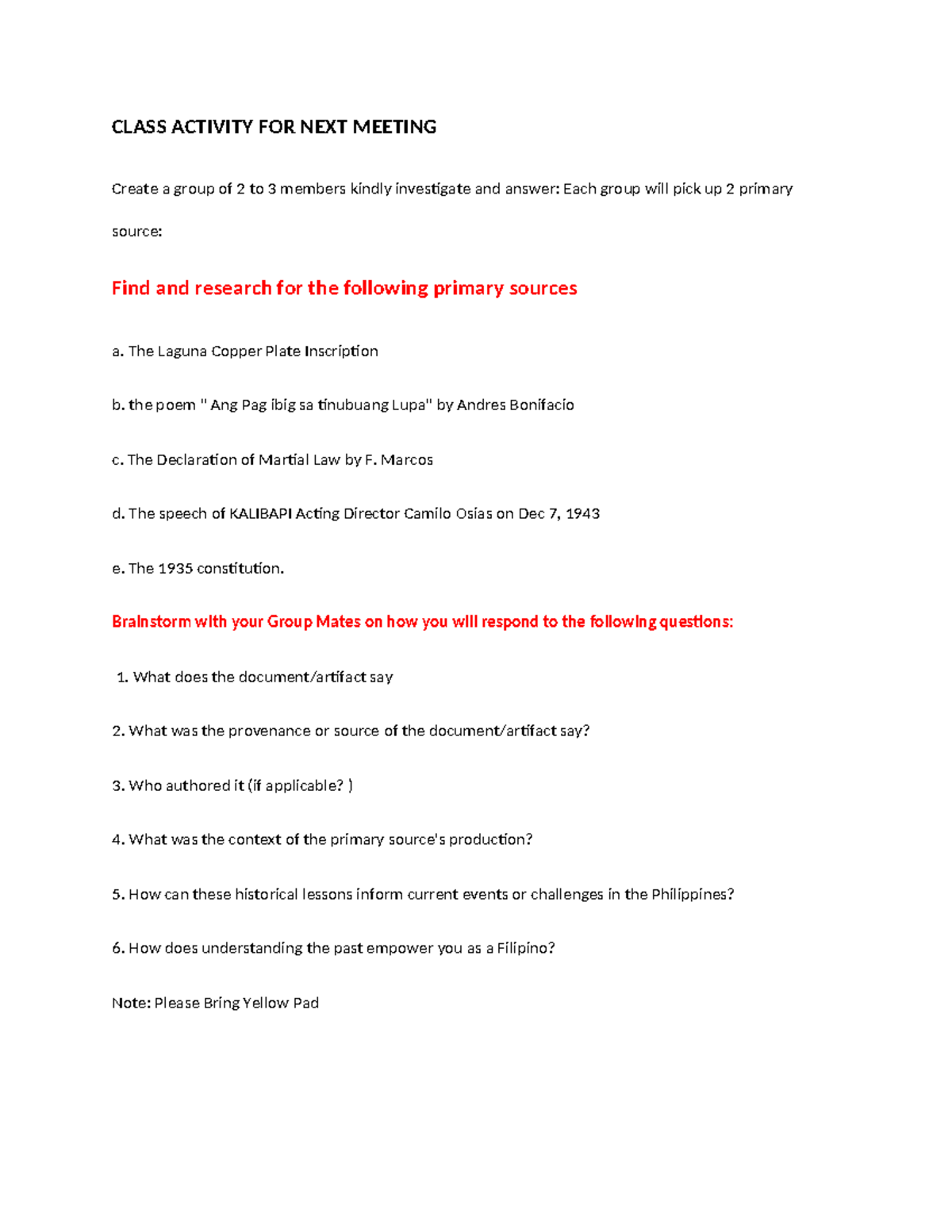 Class-activity-1 - Act - CLASS ACTIVITY FOR NEXT MEETING Create a group ...