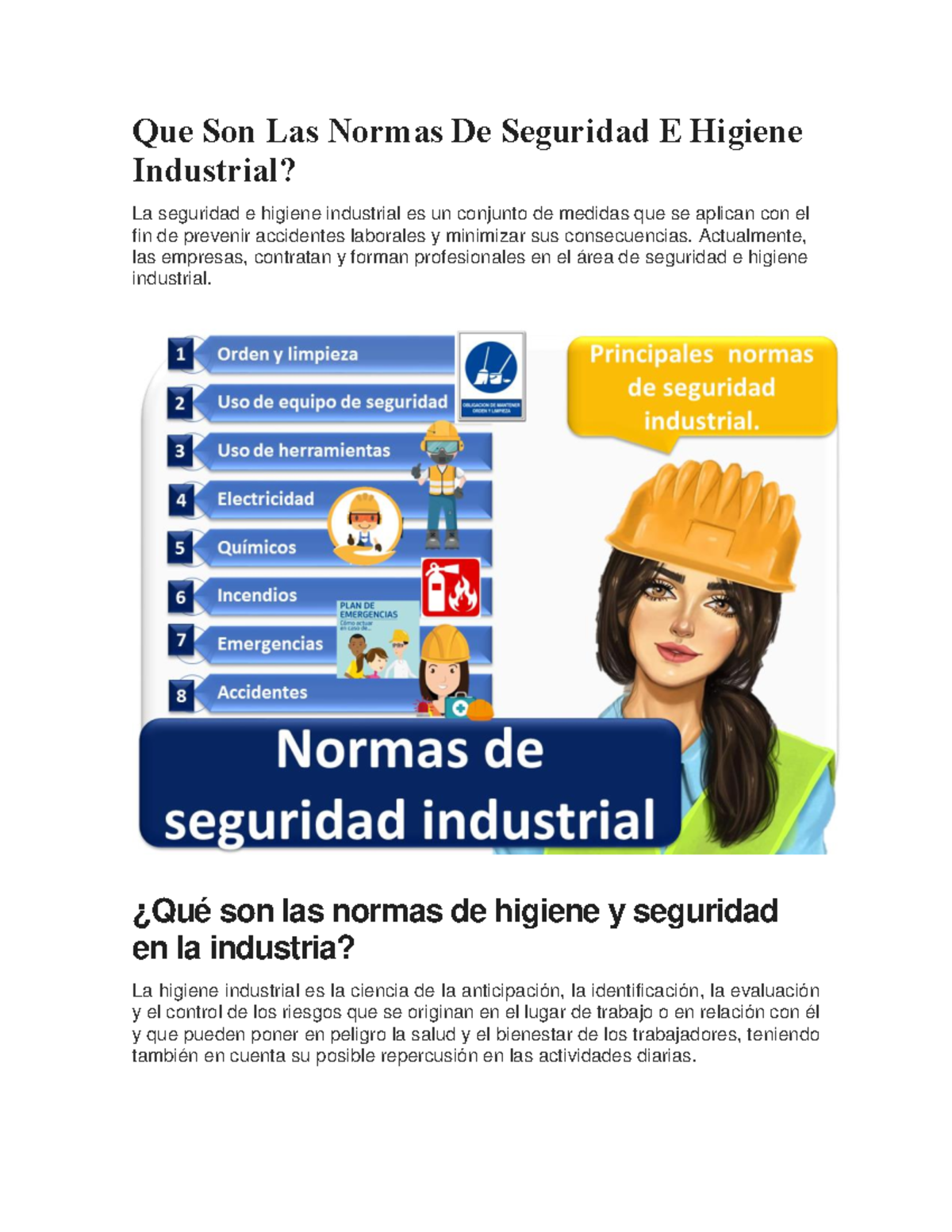 Ficha Tecnica N° 15 Normas de seguridad e higiene - Que Son Las Normas De Seguridad E Higiene ...