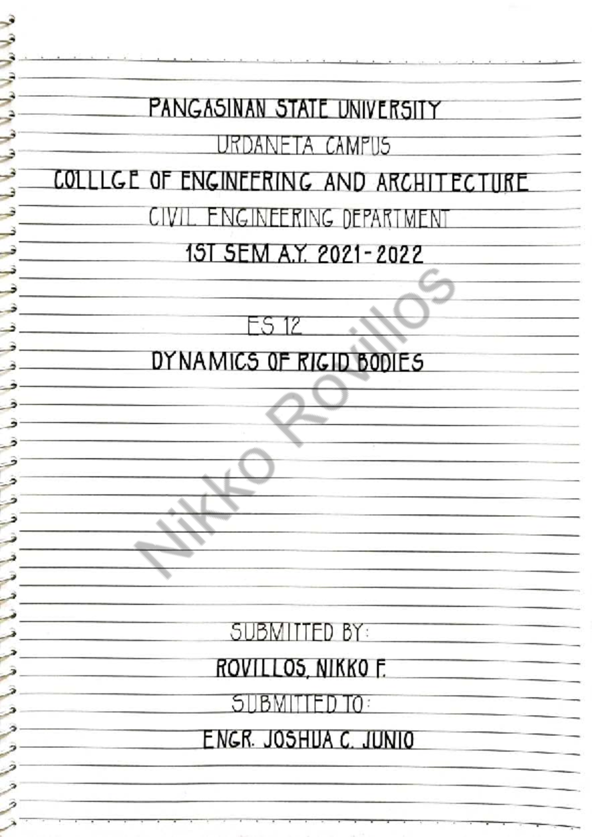 Dynamics of Rigid Bodies Notes (ES 12) - Chapter 1: Introduction to ...