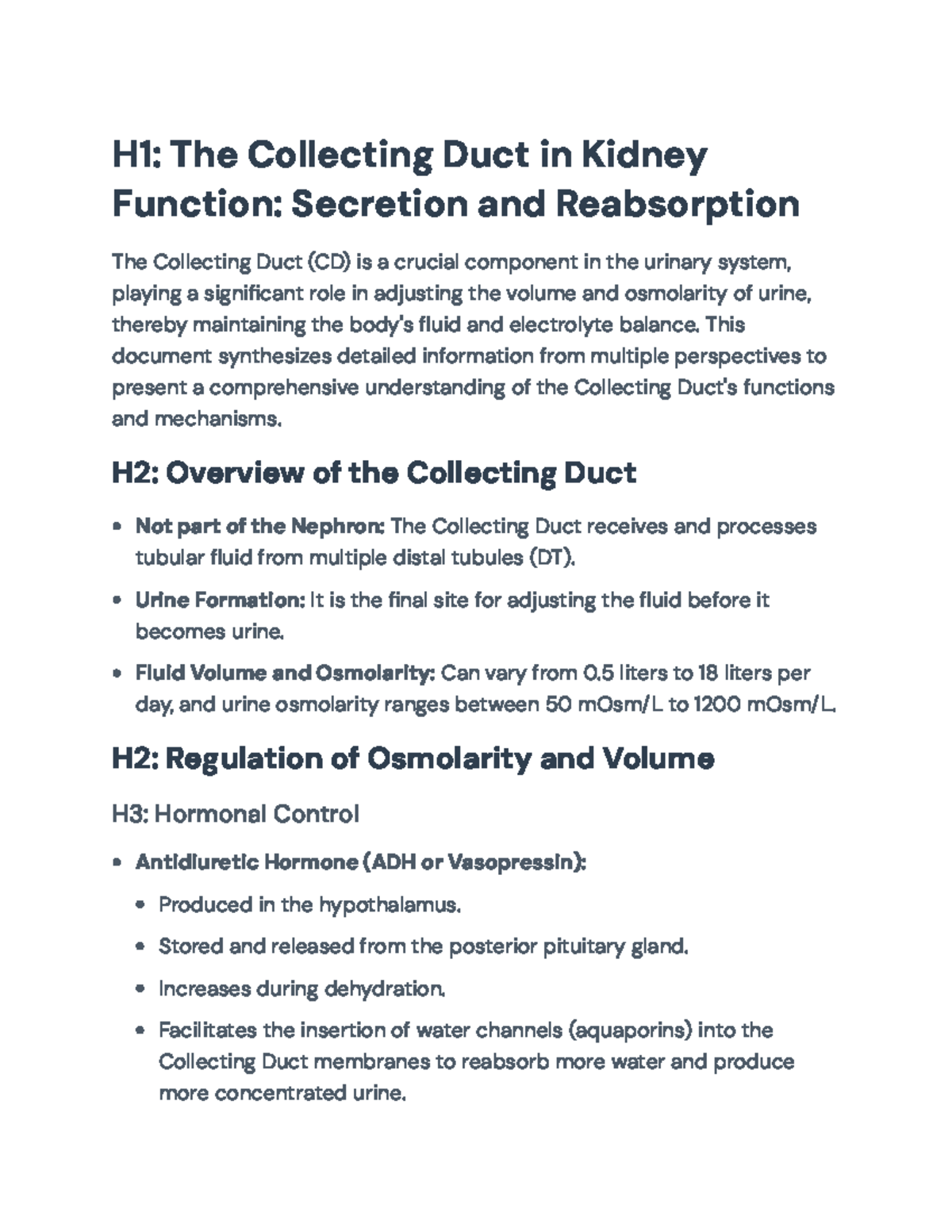 The Collecting Duct in Kidney: Function, Mechanisms, and Regulation ...