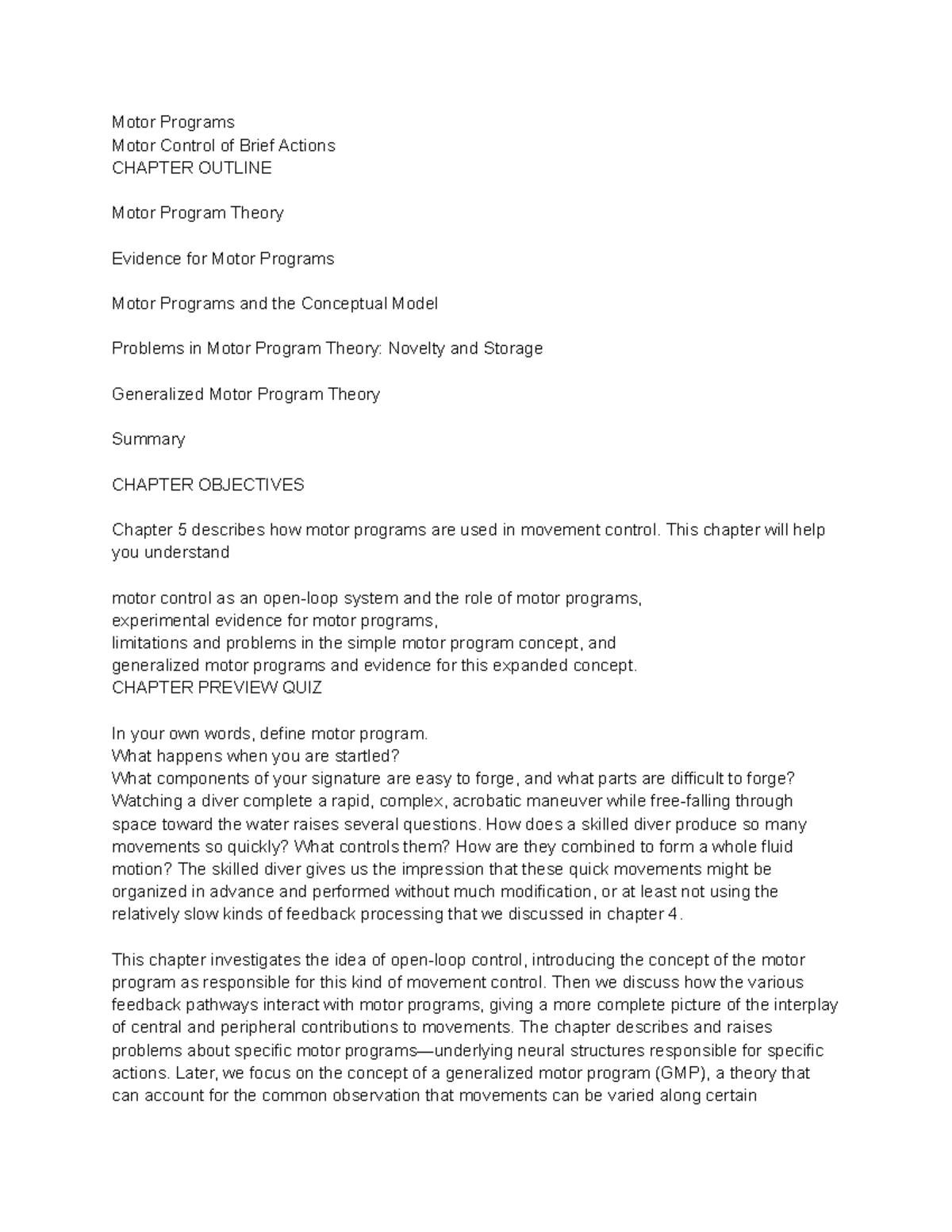 Generalized Motor Program (GMP) Theory: Motor Control Insights - Studocu