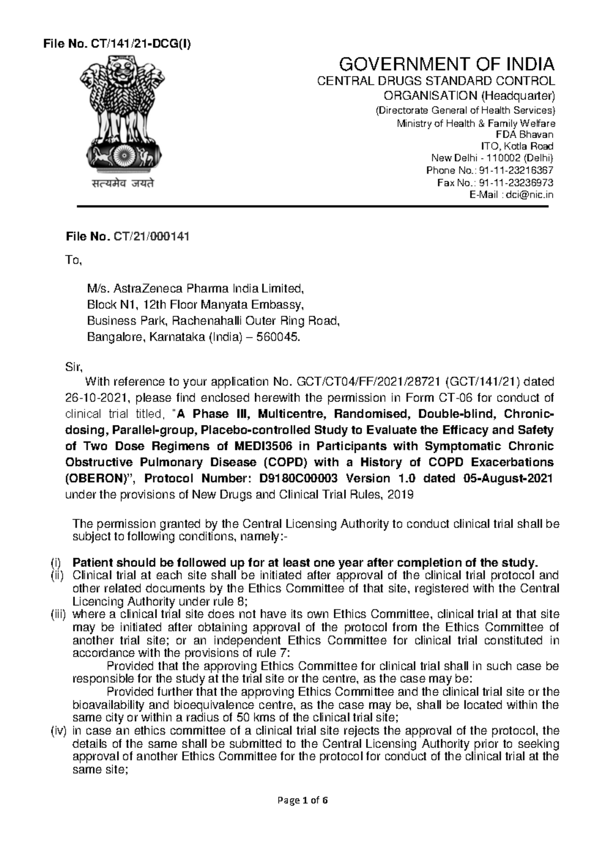 Clinical Trial Permission Form CT-06 for MEDI3506 (AstraZeneca) - Studocu