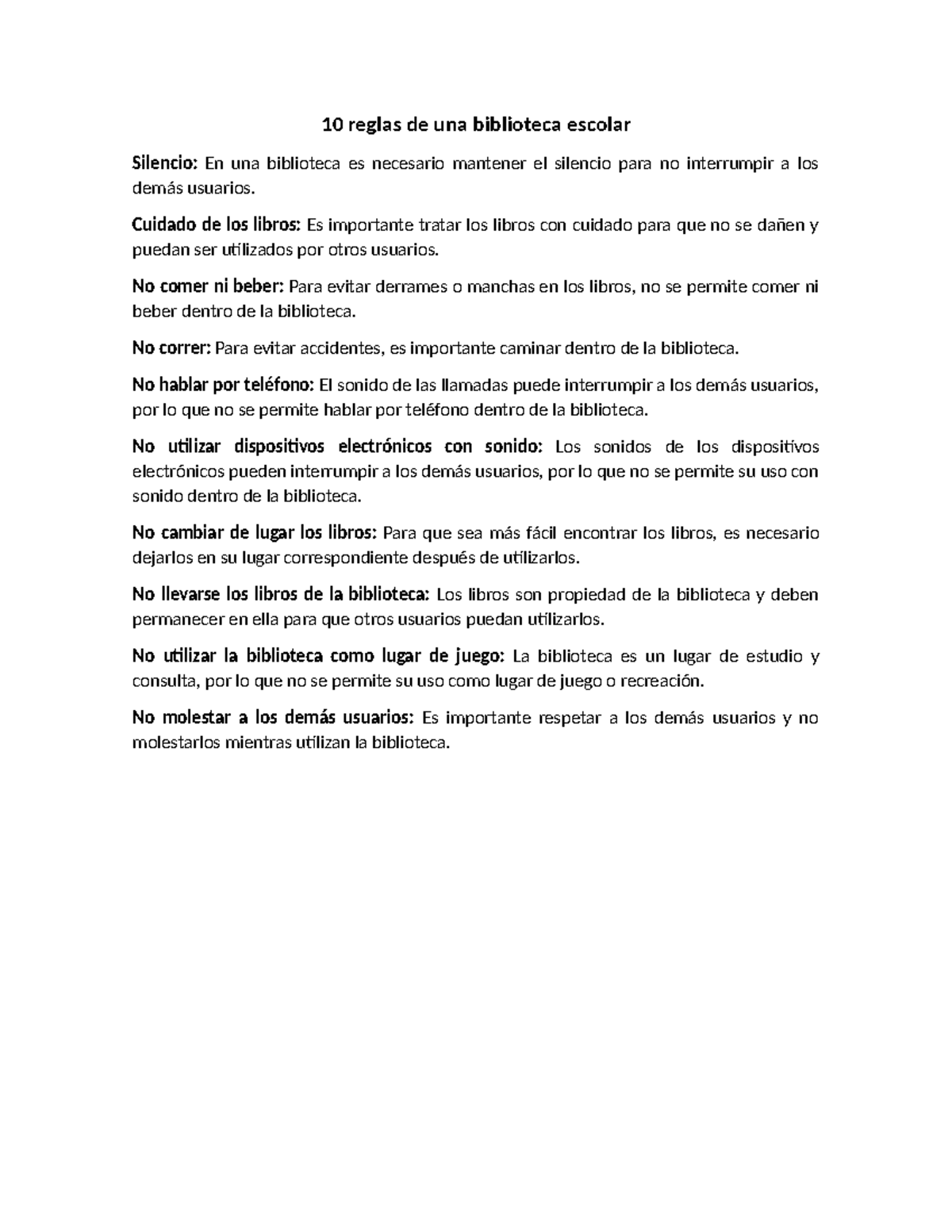10 reglas de una biblioteca escolar - 10 reglas de una biblioteca ...