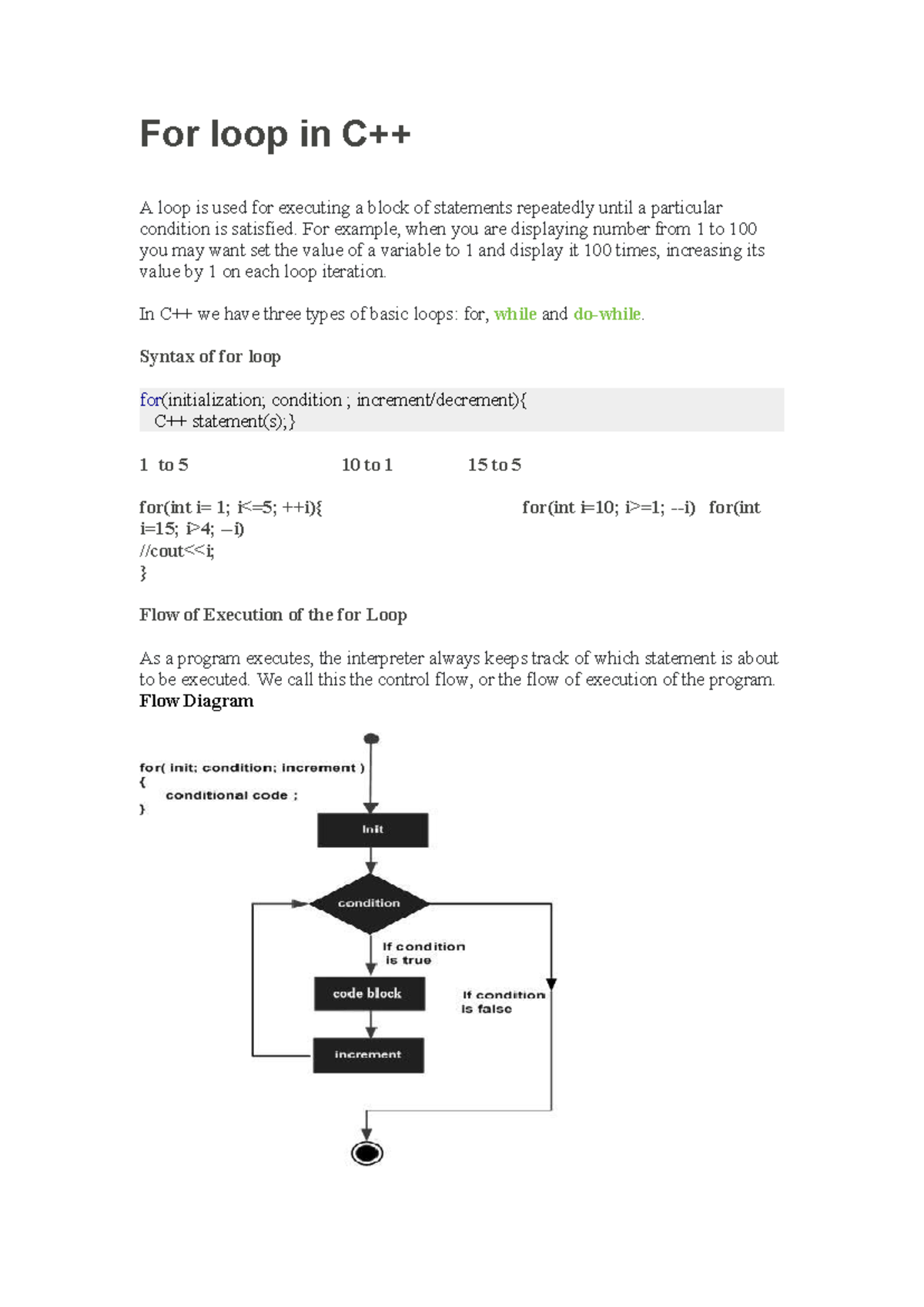 C++ Day 6 Loop Structures: For, While, and Do-While - Lecture Notes ...