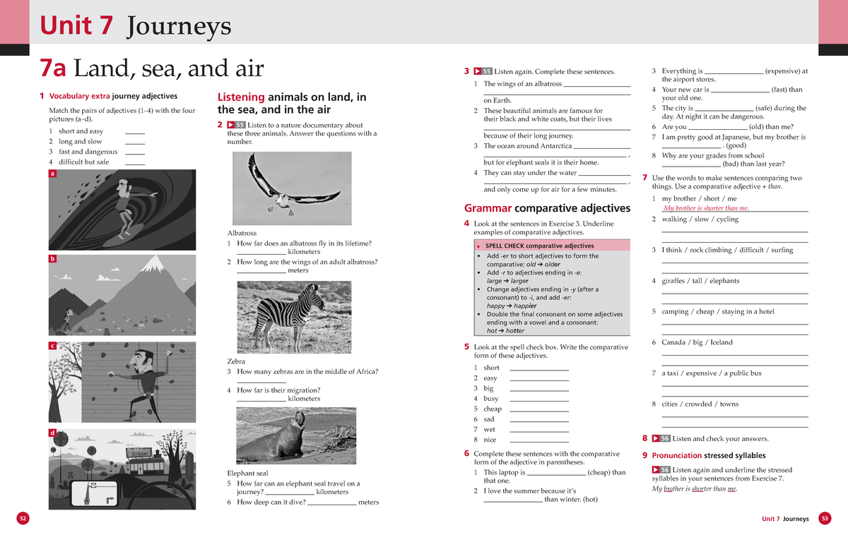 Unit 7 Vocabulary & Grammar: Journeys, Comparatives, and Superlatives ...