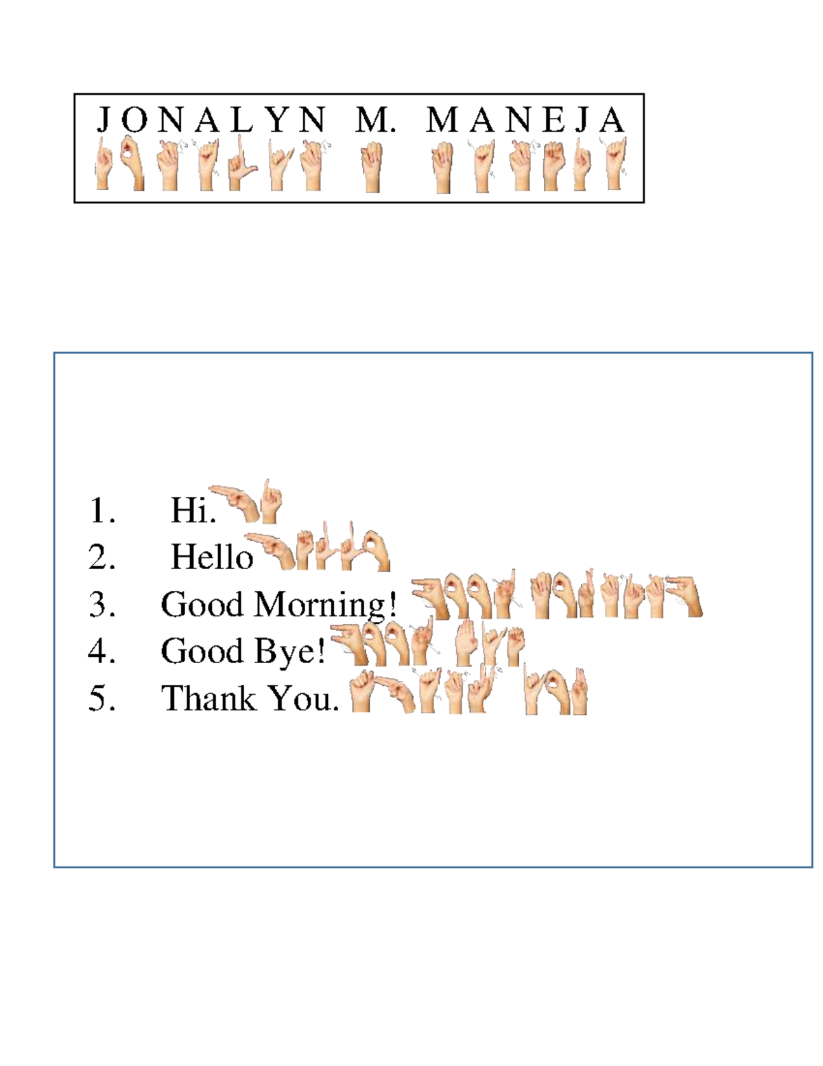 Finger spell american sign language - Bachelor of Science in ...