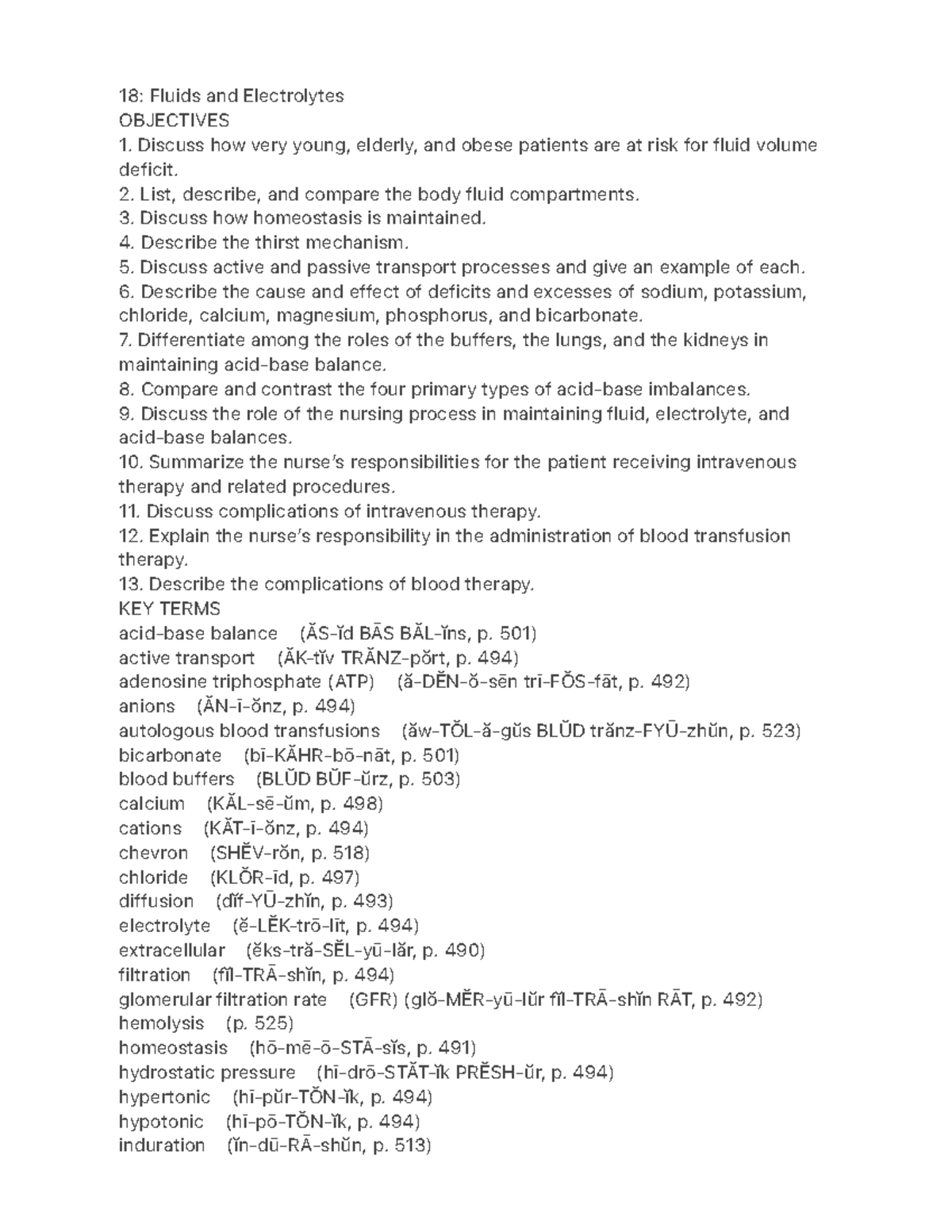 18: Comprehensive Guide to Fluids and Electrolytes Management - Studocu