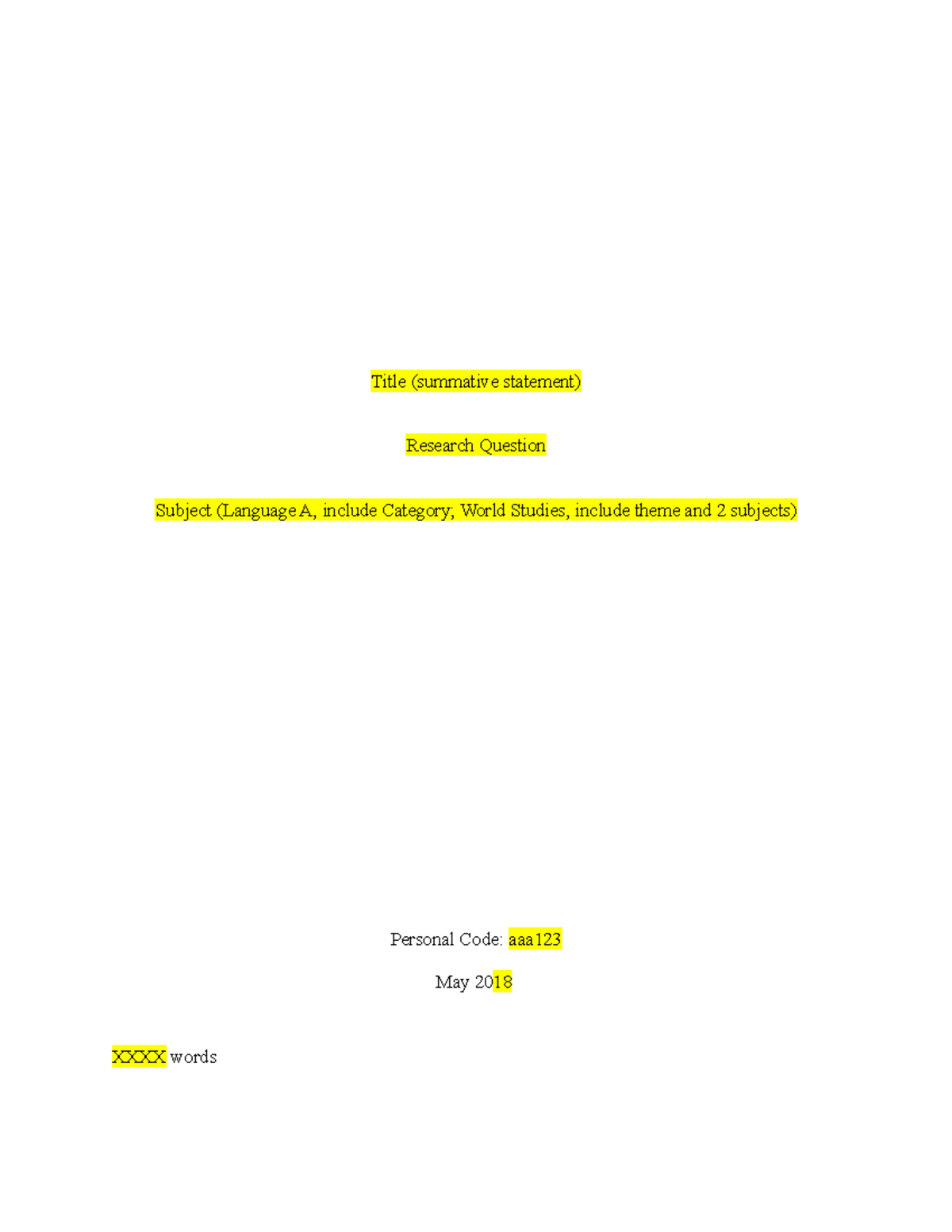 EE Extended Essay Template - Guidelines and Structure - Studocu