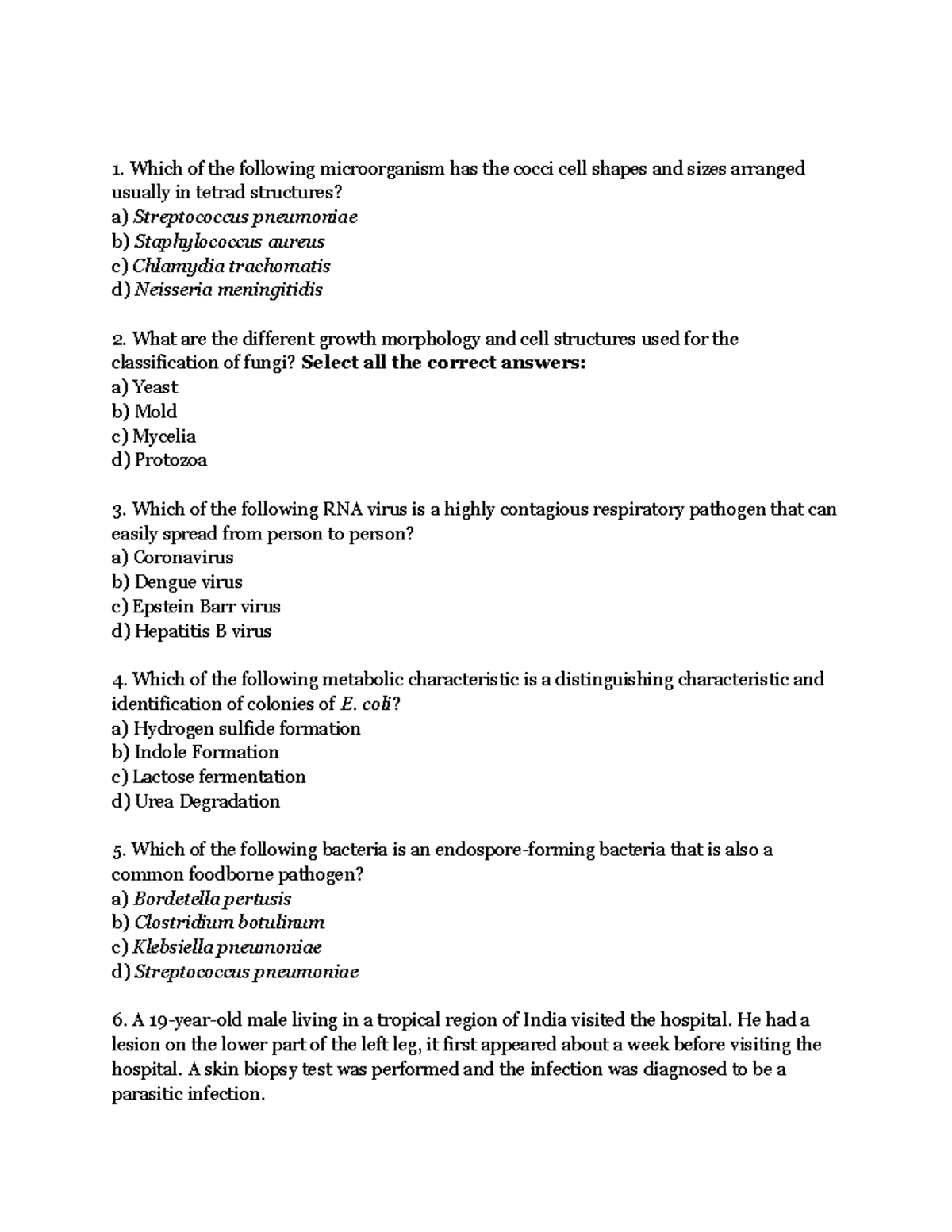 Entero - Microbiology Quiz Questions and Answers - Studocu