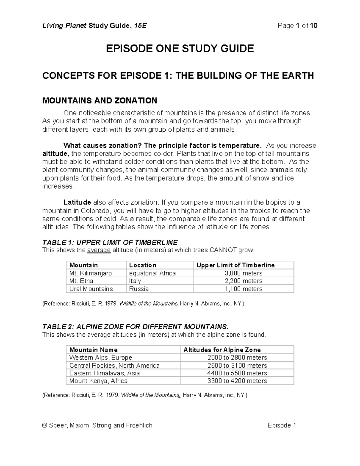 Living Planet Study Guide: Episode 1 - The Building of the Earth 15E ...