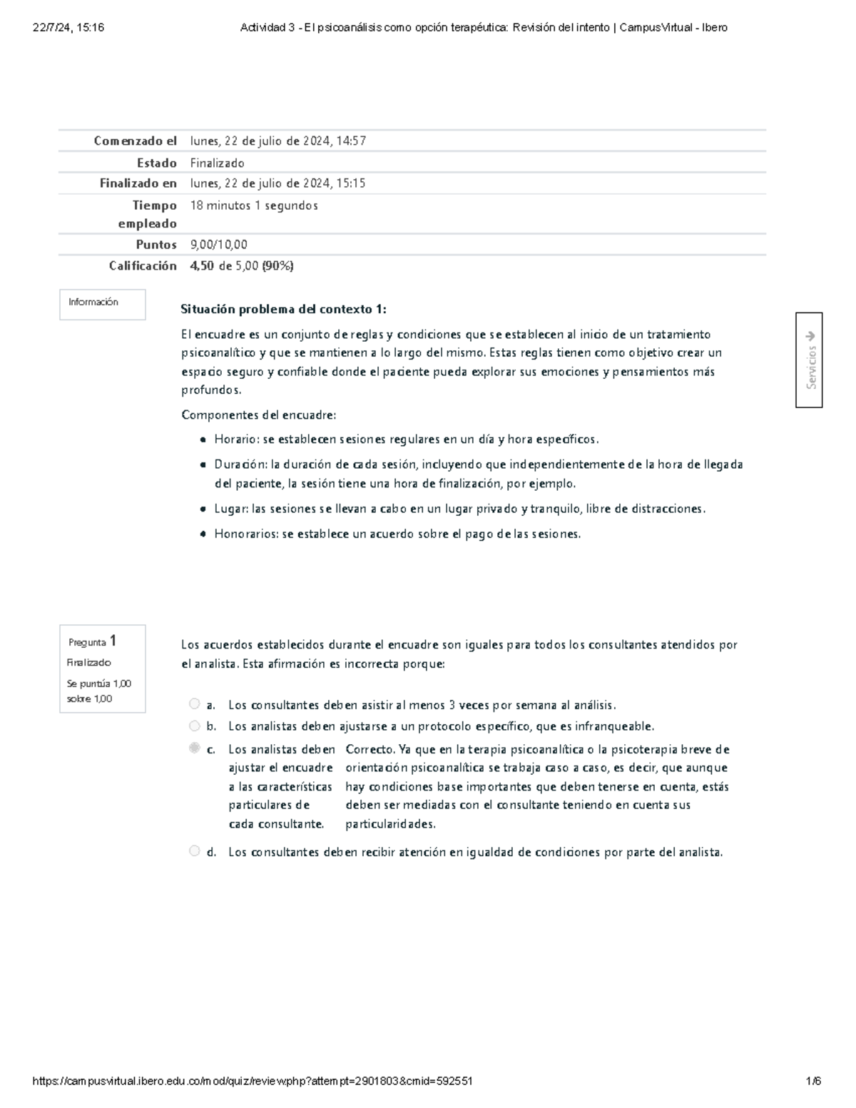 Actividad 3 - El Psicoanálisis como Opción Terapéutica: Revisión 1er Intento - Studocu