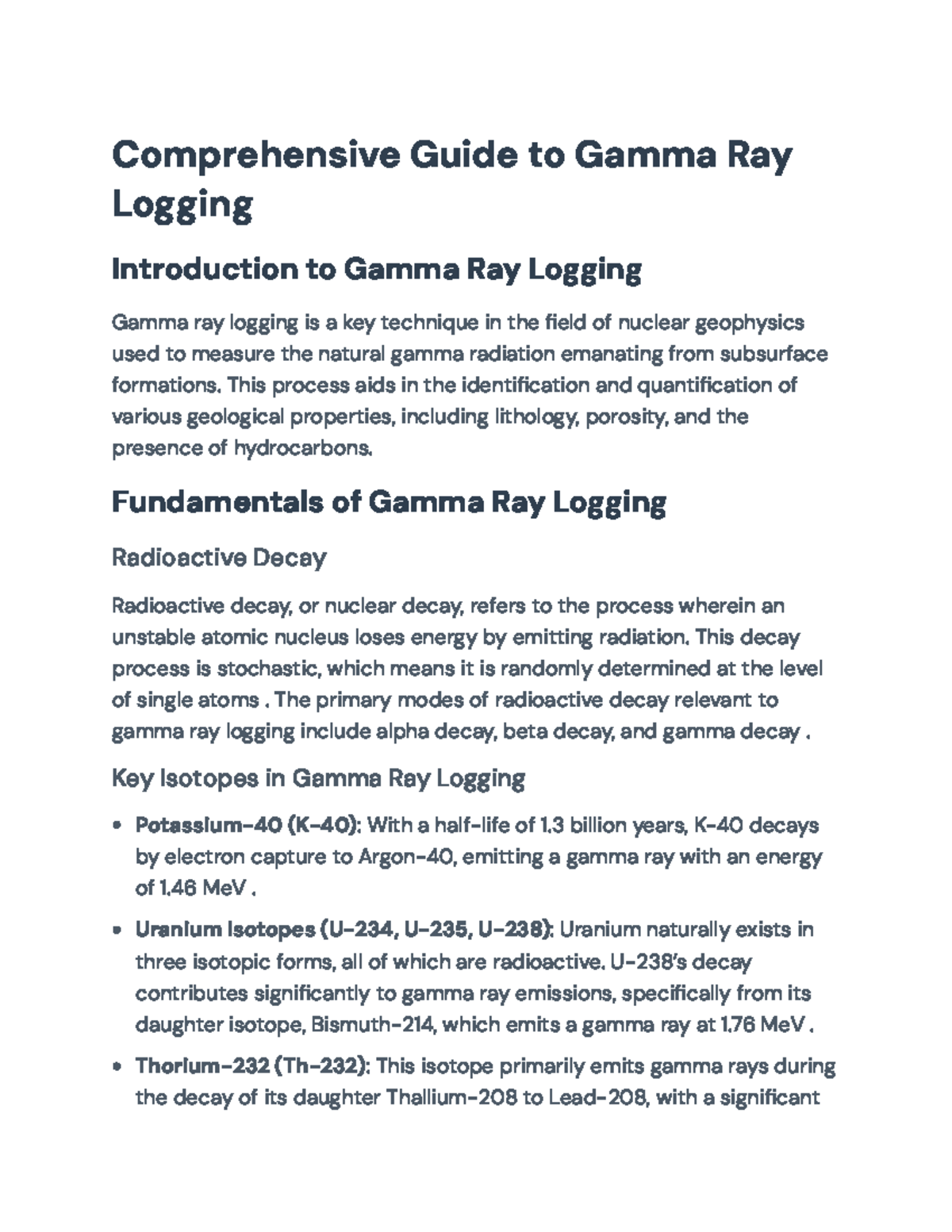 Comprehensive Guide to Gamma Ray Logging Techniques and Applications ...