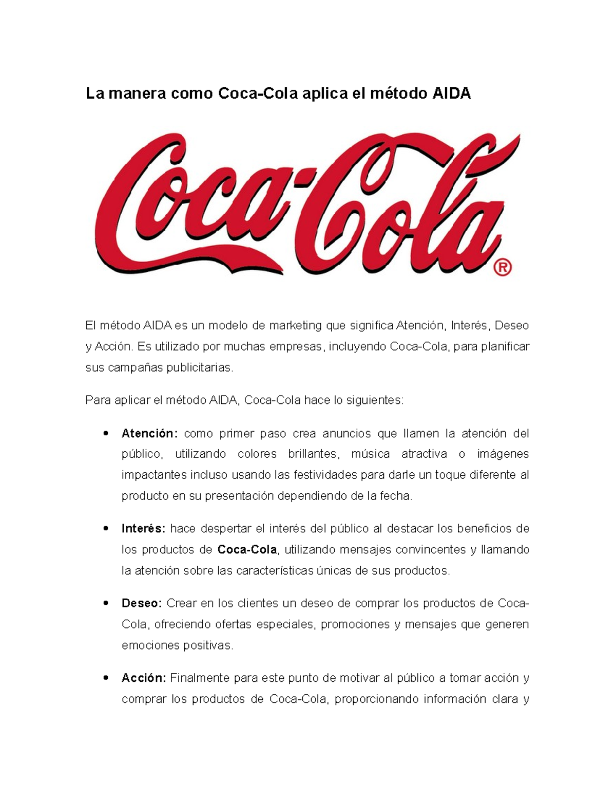 Metodo AIDA - La manera como Coca-Cola aplica el método AIDA El método ...