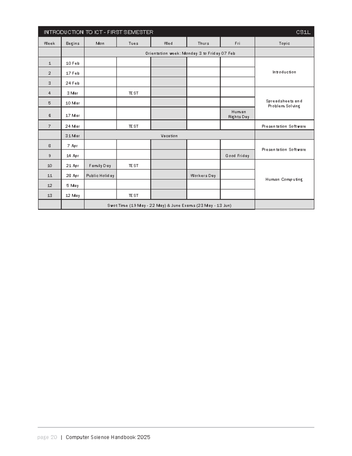 CS1L Introduction to ICT - Computer Science Handbook 2025 - Studocu