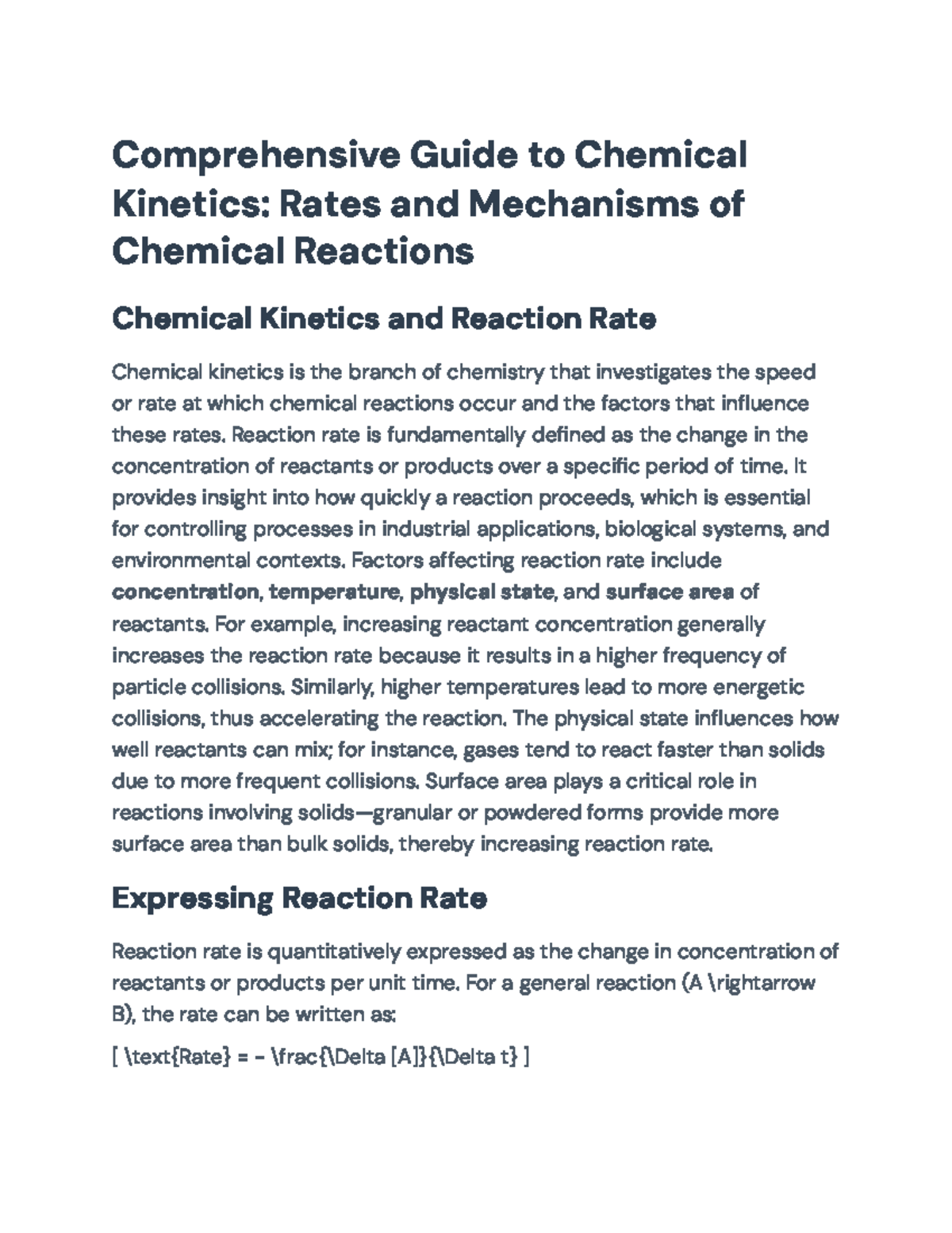 Comprehensive Overview of Chemical Kinetics: Rates & Mechanisms ...