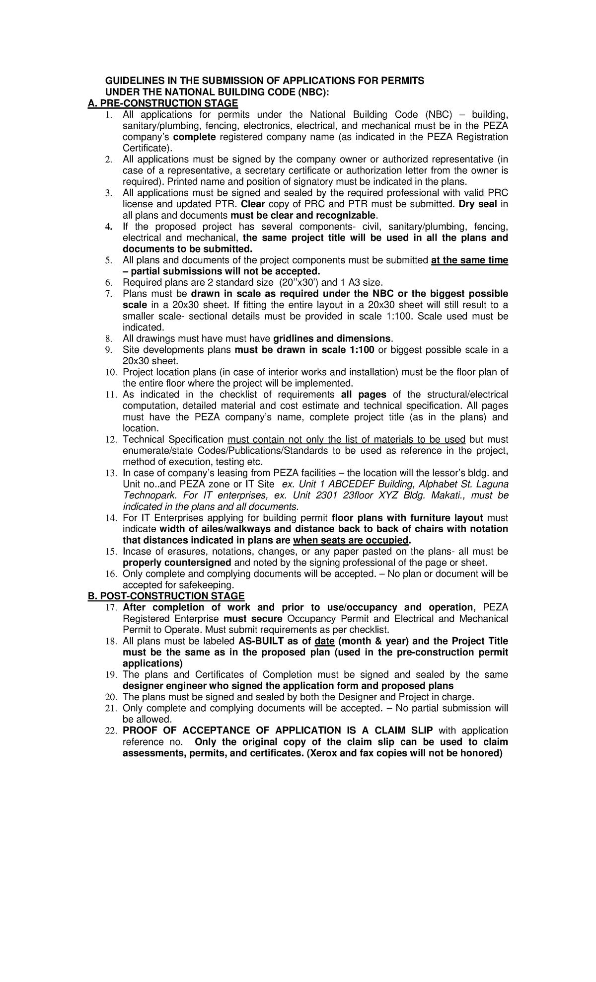 NBC Building Permit Application Guidelines: Pre/Post-Construction Steps ...