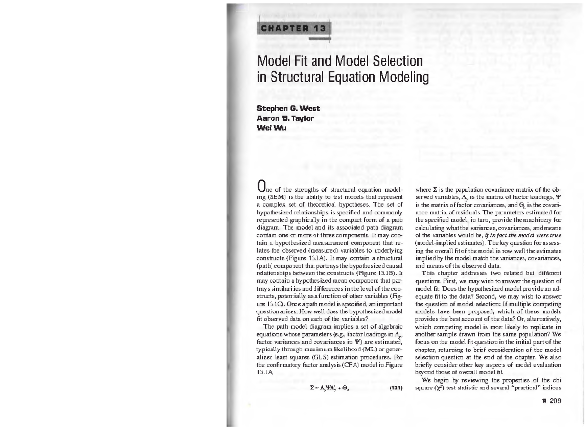 Model Fit and Selection in SEM: Insights and Practical Indices (PSY 201 ...