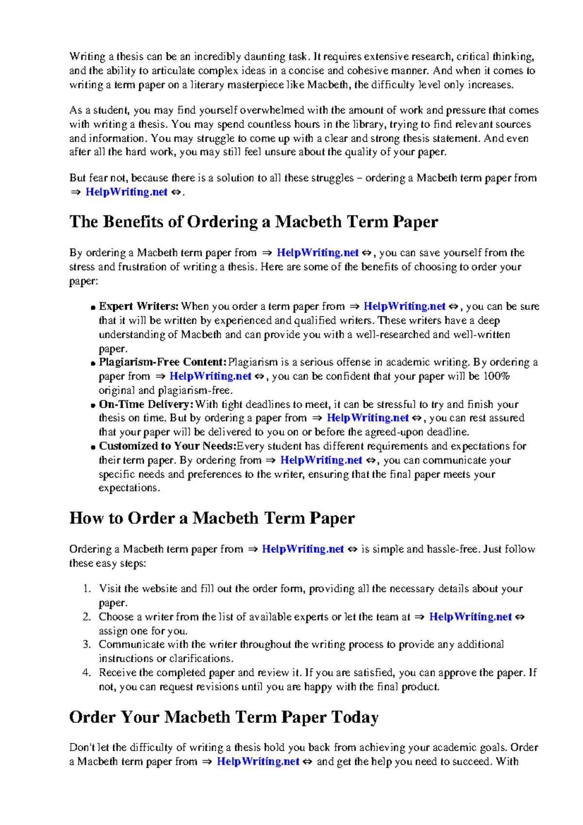 Macbeth term paper - Writing a thesis can be an incredibly daunting ...