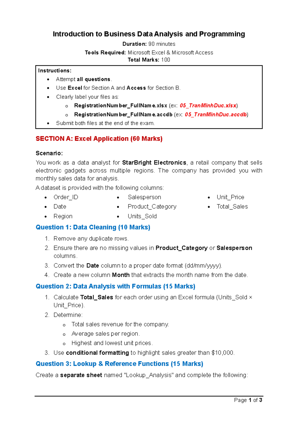Midterm Exam: Business Data Analysis & Programming (Course Code: Mid Term 1) - Studocu