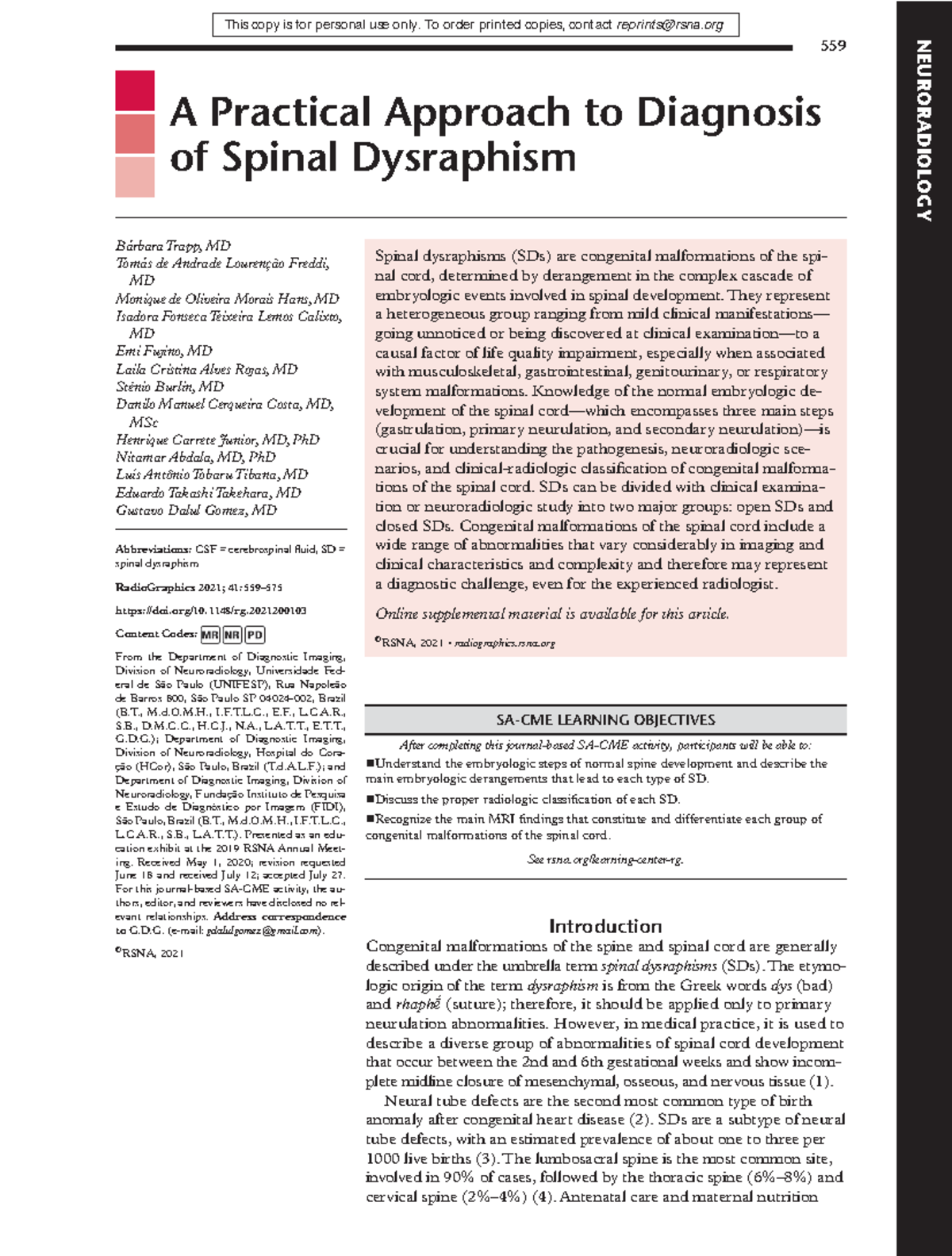 A Practical Approach to Spinal Dysraphism Diagnosis in Neuroradiology ...