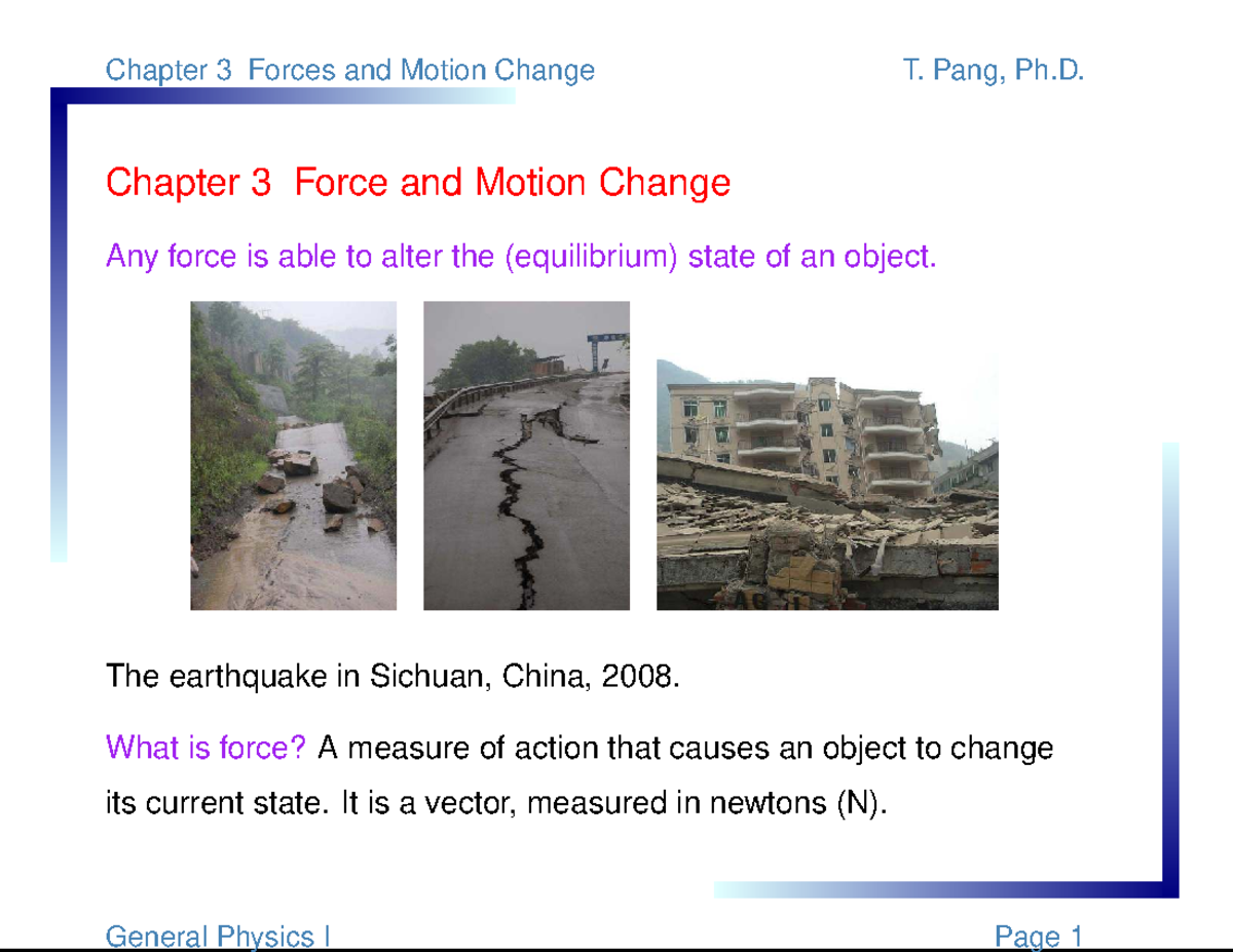 General Physics I: Chapter 3 - Forces and Motion Analysis - Studocu