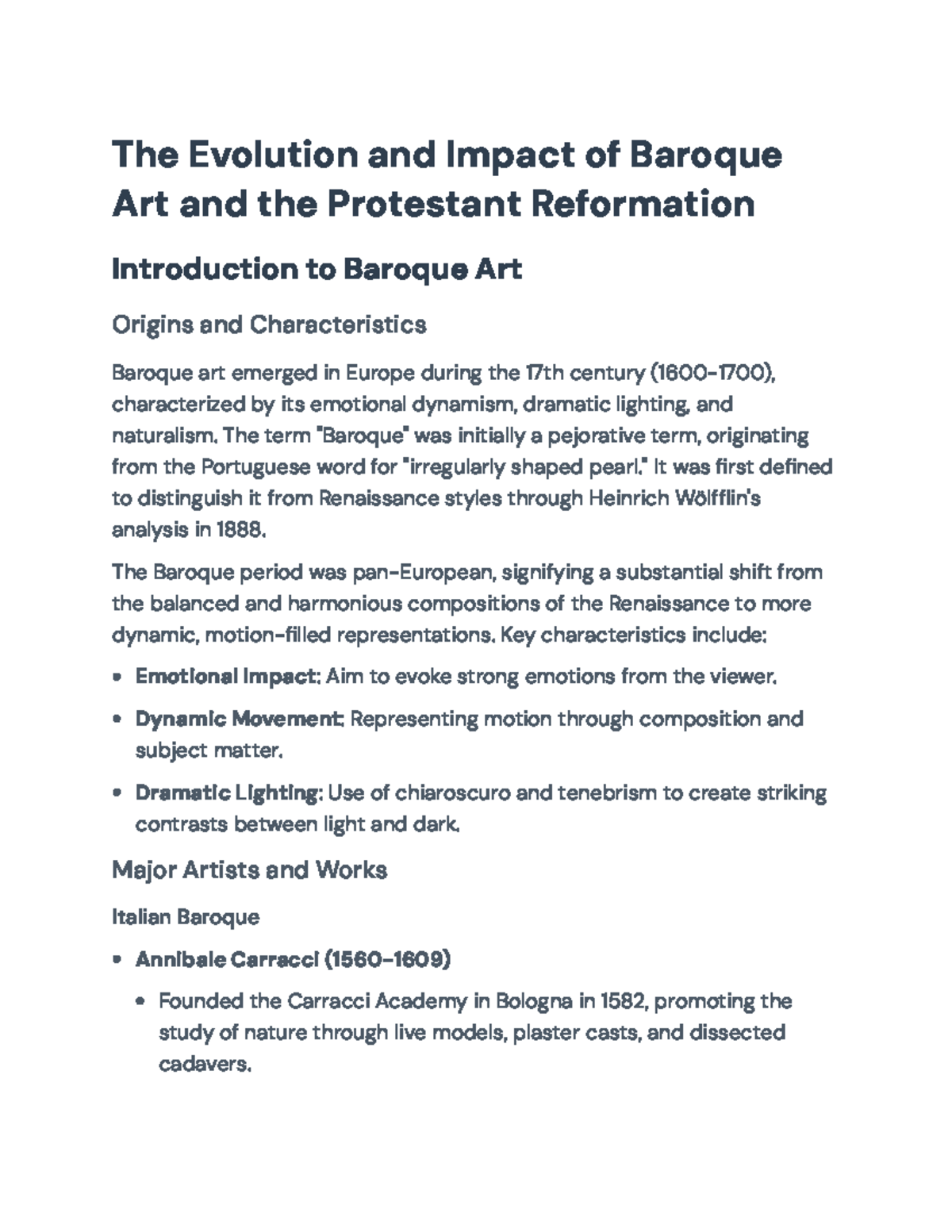 The Evolution and Impact of Baroque Art - ART101 Lecture Notes - The ...
