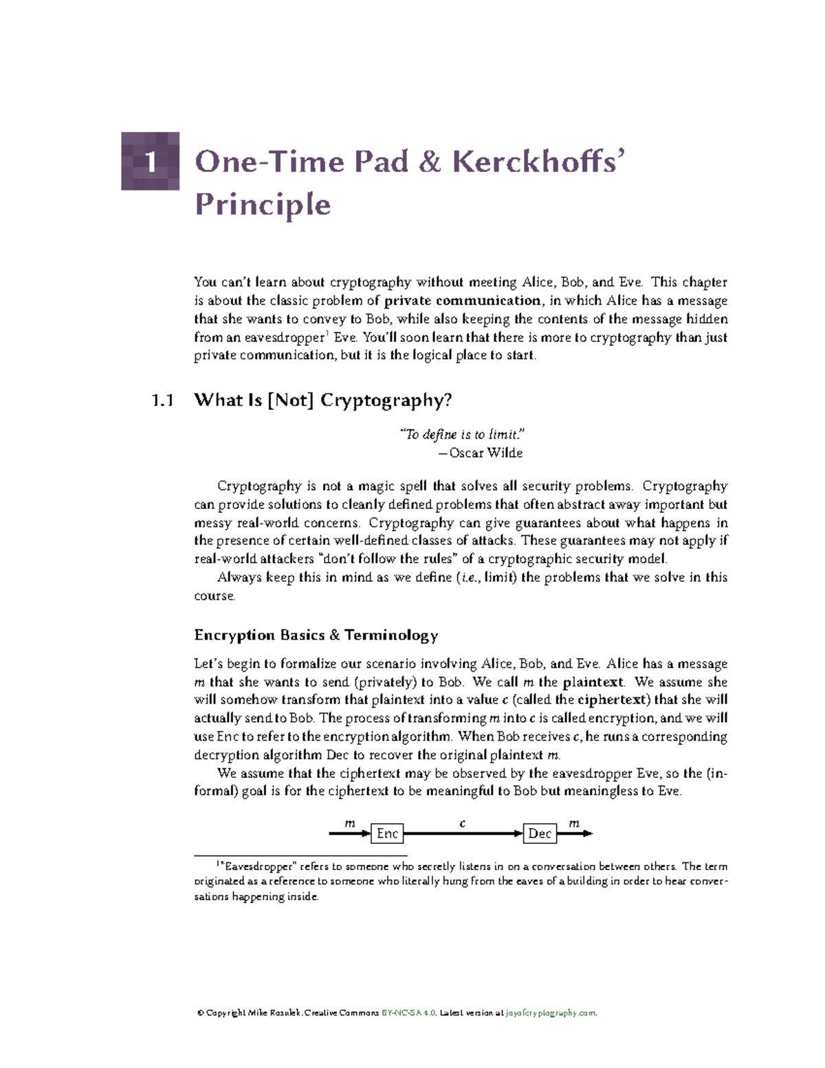 One-Time Pad and Kerckhoffs' Principle - Chapter 1 Overview - Studocu