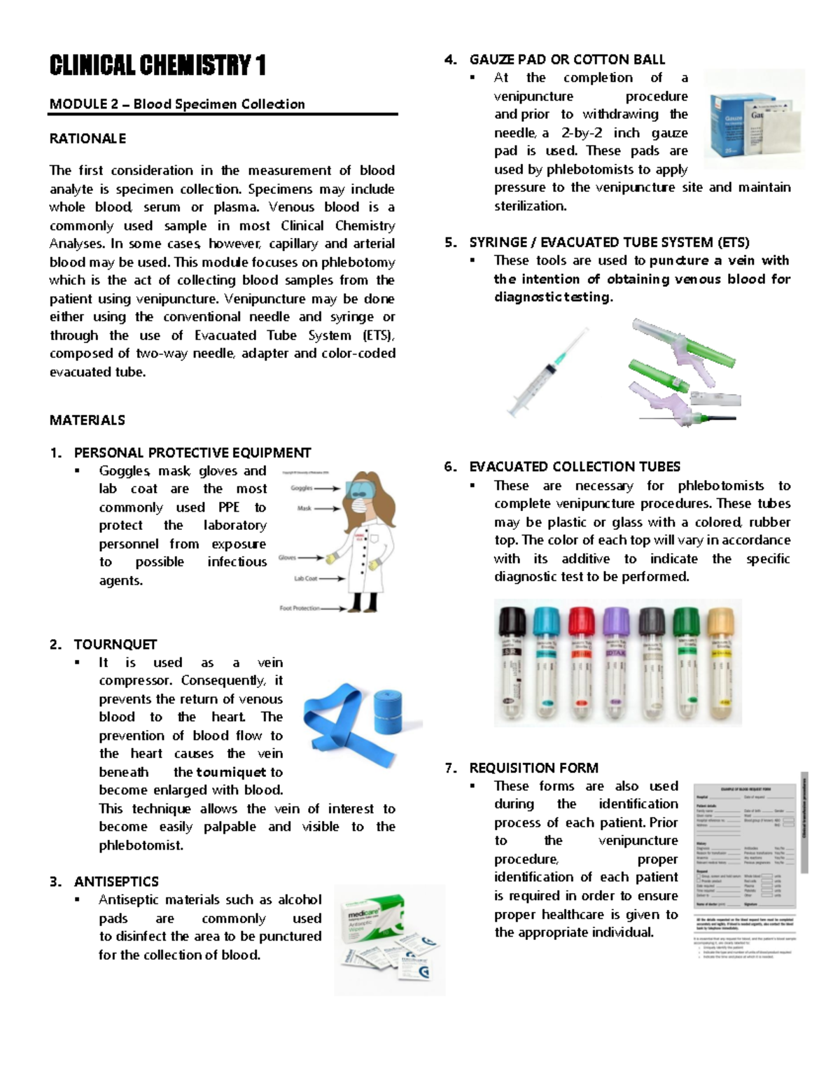 Module 2 - Blood Specimen Collection Techniques in Clinical Chemistry ...