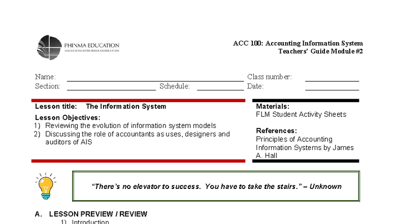 ACC 100: Comprehensive Guide to Accounting Information Systems - Studocu