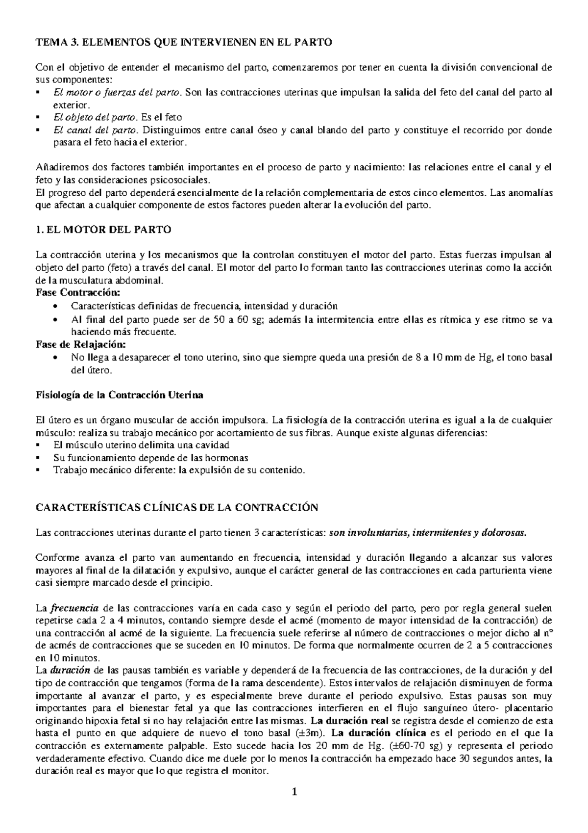 TEMA 3: Elementos Clave en el Proceso de Parto y Sus Características ...