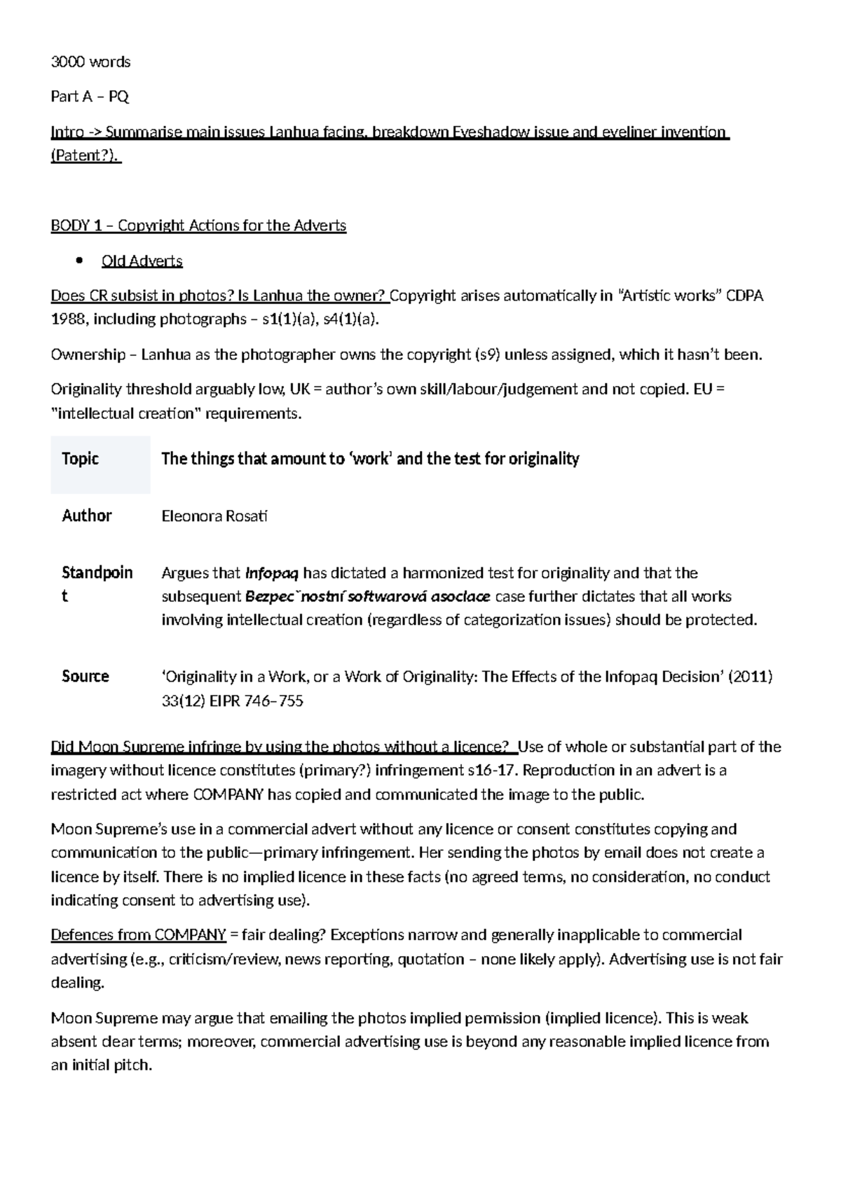 IP Summative Plan - Prep Notes for Exam on Copyright & Patent Issues ...