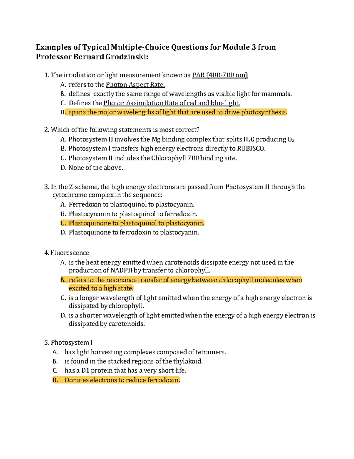 Grodzinski-2023-Module 3 - Typical Multiple Choice Questions - Examples ...