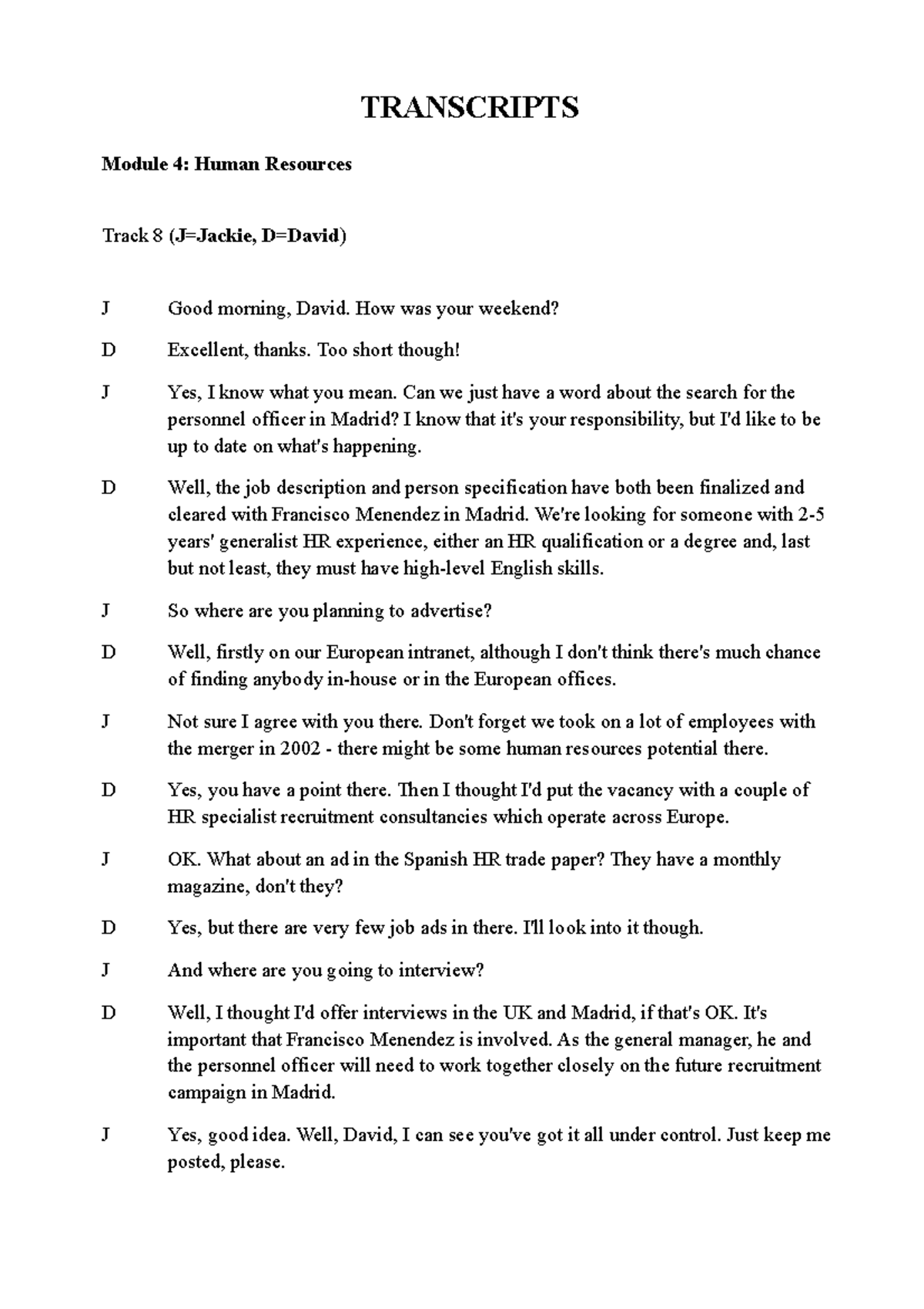 TACN 2 - Script - Module 4 - TRANSCRIPTS Module 4: Human Resources ...