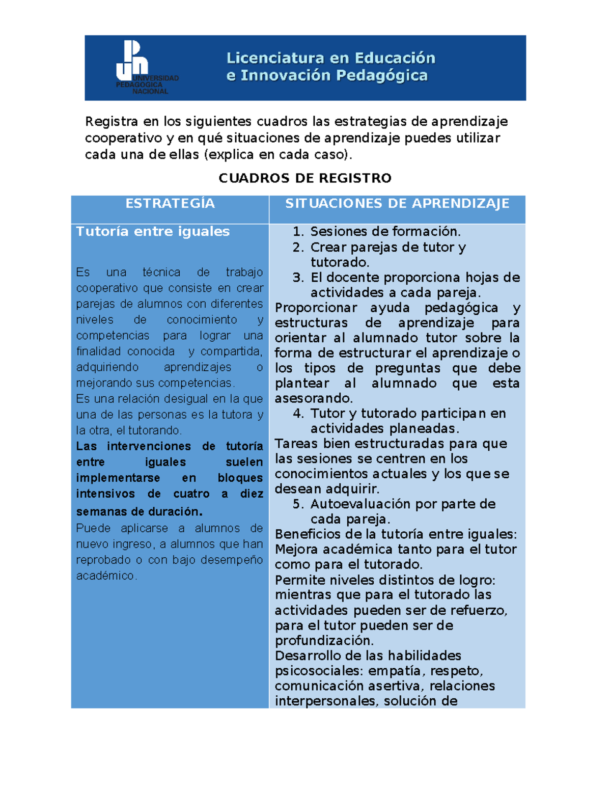 MRME Metodos - Registra en los siguientes cuadros las estrategias de ...