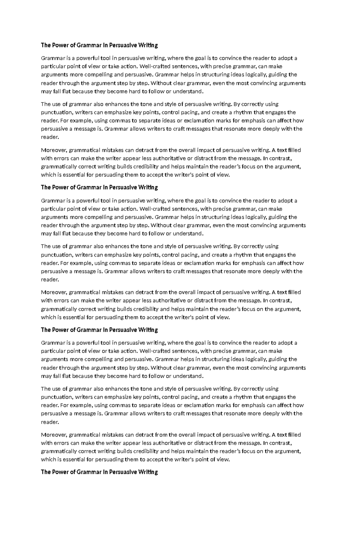 The Power of Grammar in Persuasive Writing - Well-crafted sentences ...